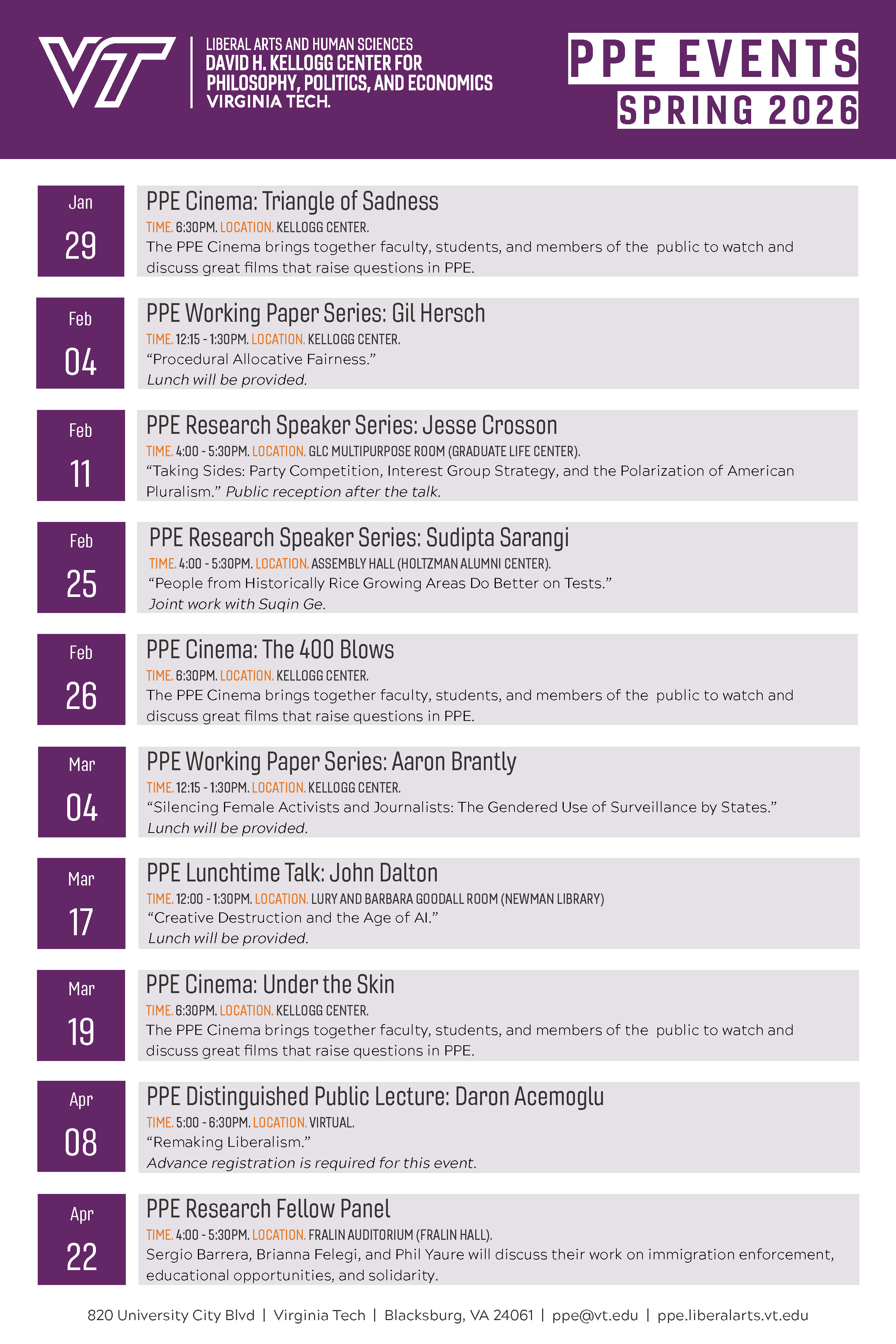 PPE Events Spring 2026 | David H. Kellogg Center for Philosophy ...